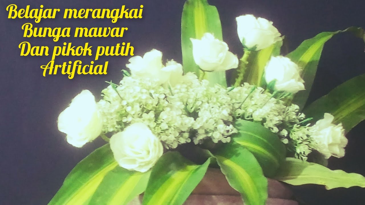 Tutorial belajar membuat Rangkaian bunga mawar putih dan pikok putih ...
