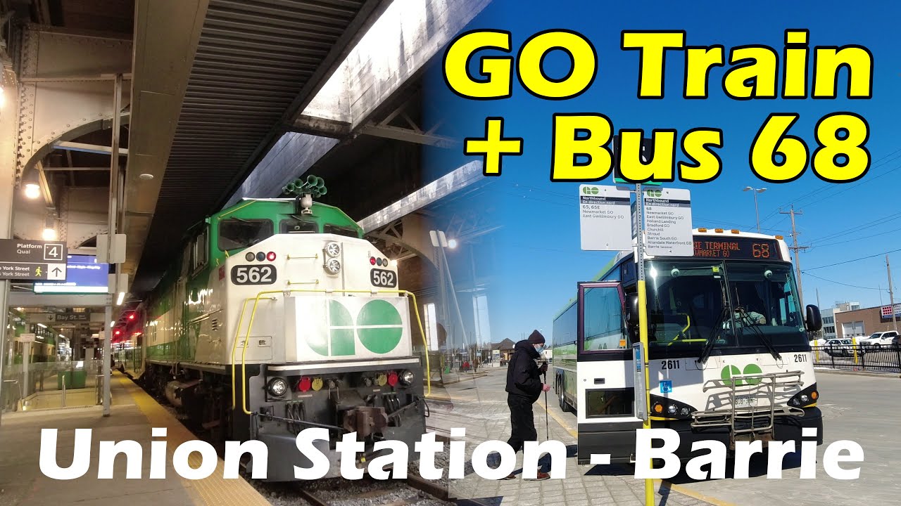 [4K] GO Transit Train + Bus Ride Union Station to Aurora GO Bus #68 ...