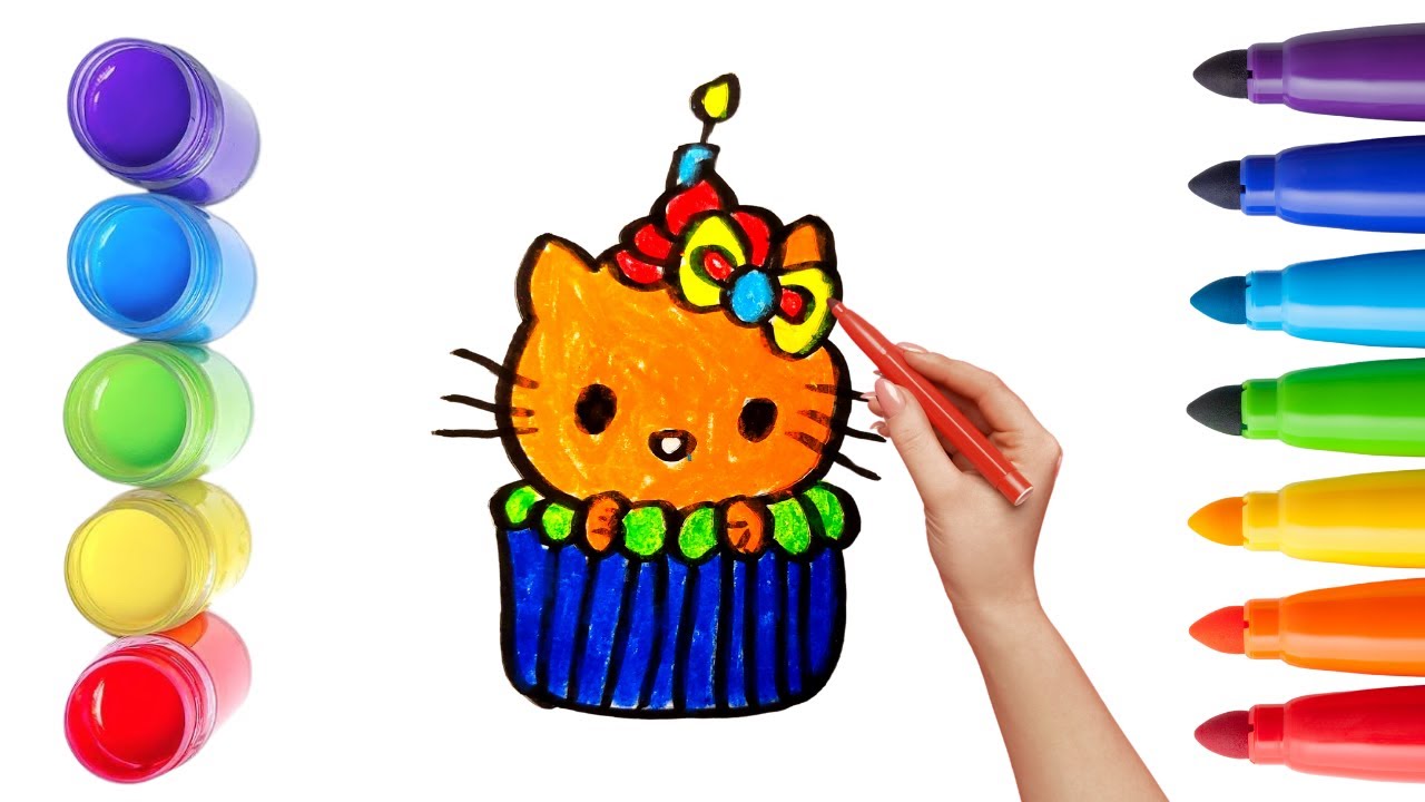 How To Draw cute kitty Drawing, Painting & Coloring For Kids and ...
