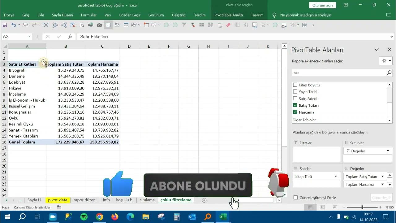 🔍#Excel Pivot Tablolarda Çoklu Filtre - YouTube