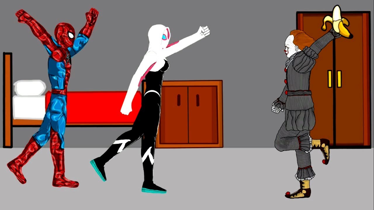 Ghost Spider With Spiderman vs Pennywise Fighting- Drawing Cartoon 2 ...