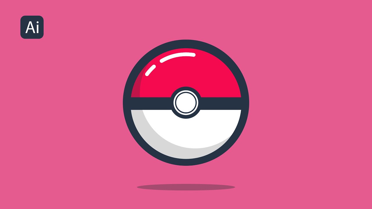 How To Draw A Poke Ball in Adobe illustrator - Vector - YouTube