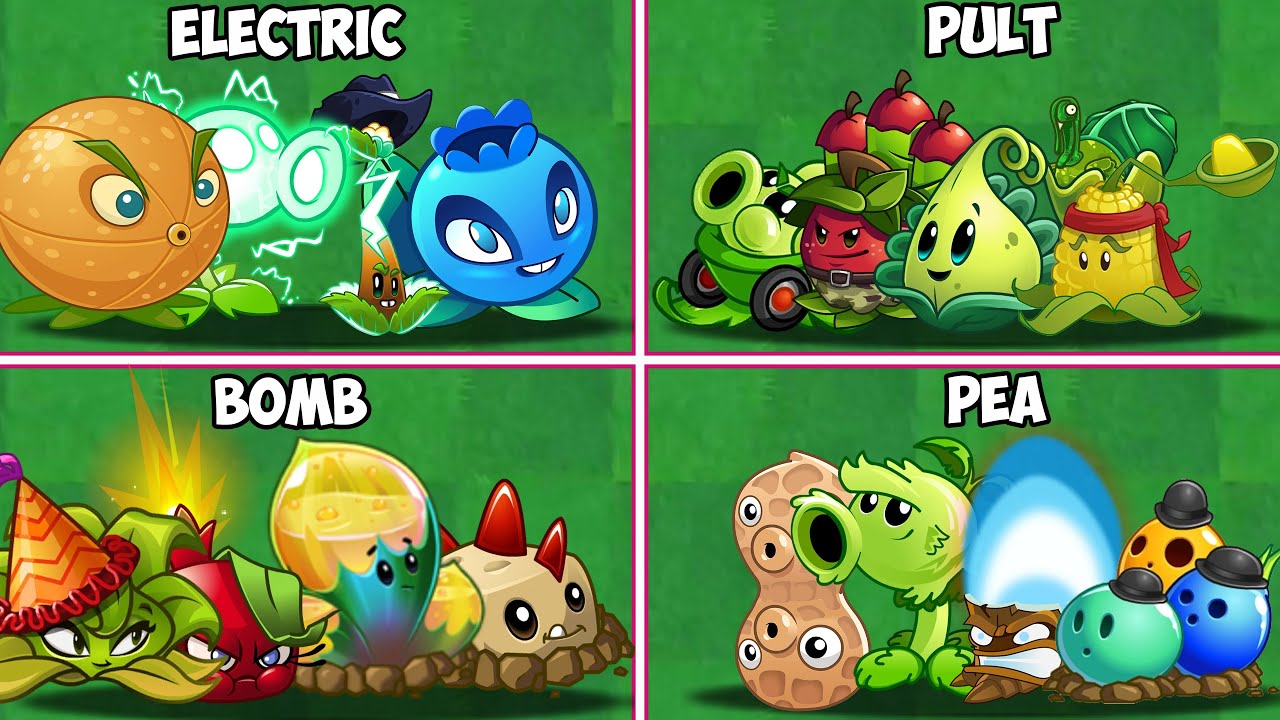 PvZ 2 Tournament - Pea Vs Bomb Vs Electric Vs Fire Plant Teams - Plants ...
