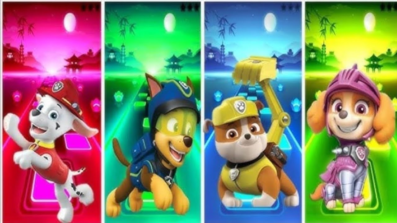 MARSHALL 🆚 CHASE 🆚 RUBBER 🆚 SKYE PAW PATROL TILES HOP RUSH GAME 🎮🎯# ...