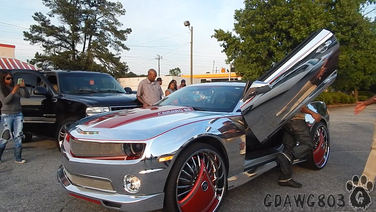 CHROME Camaro on 26" Dub Skirts @ STUNTWORLD USA Cookout - YouTube