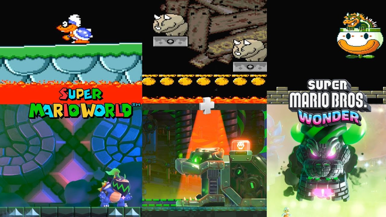 Super Mario World + Super Mario Bros. Wonder - All Bosses. - YouTube