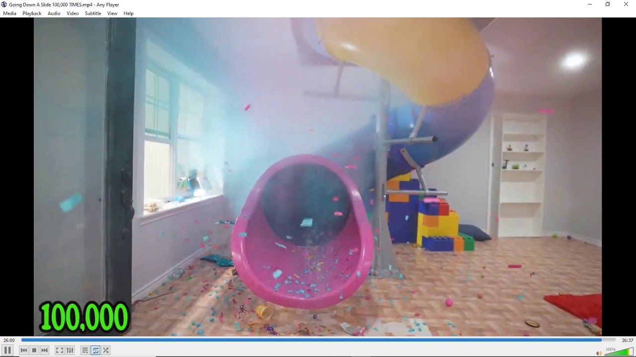 unspeakable trows stuff at a slide afer going down it 100,000 times ...