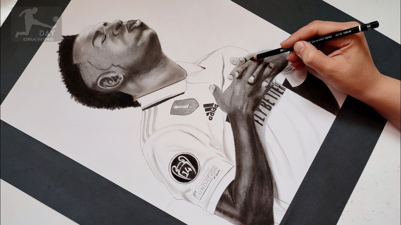Drawing Vinicius jr in Real madrid || How to draw Vinicius Jr 2023 ...