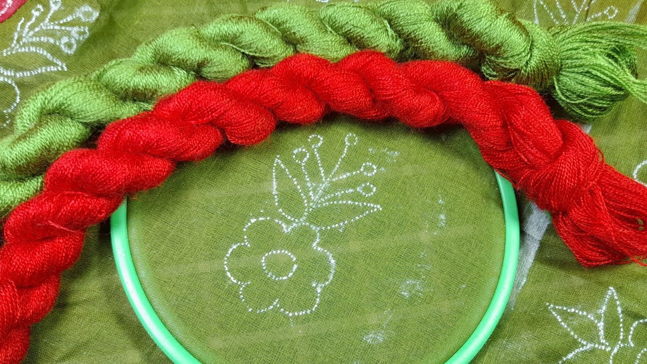 hand embroidery design selai kora jama simple flower design - YouTube