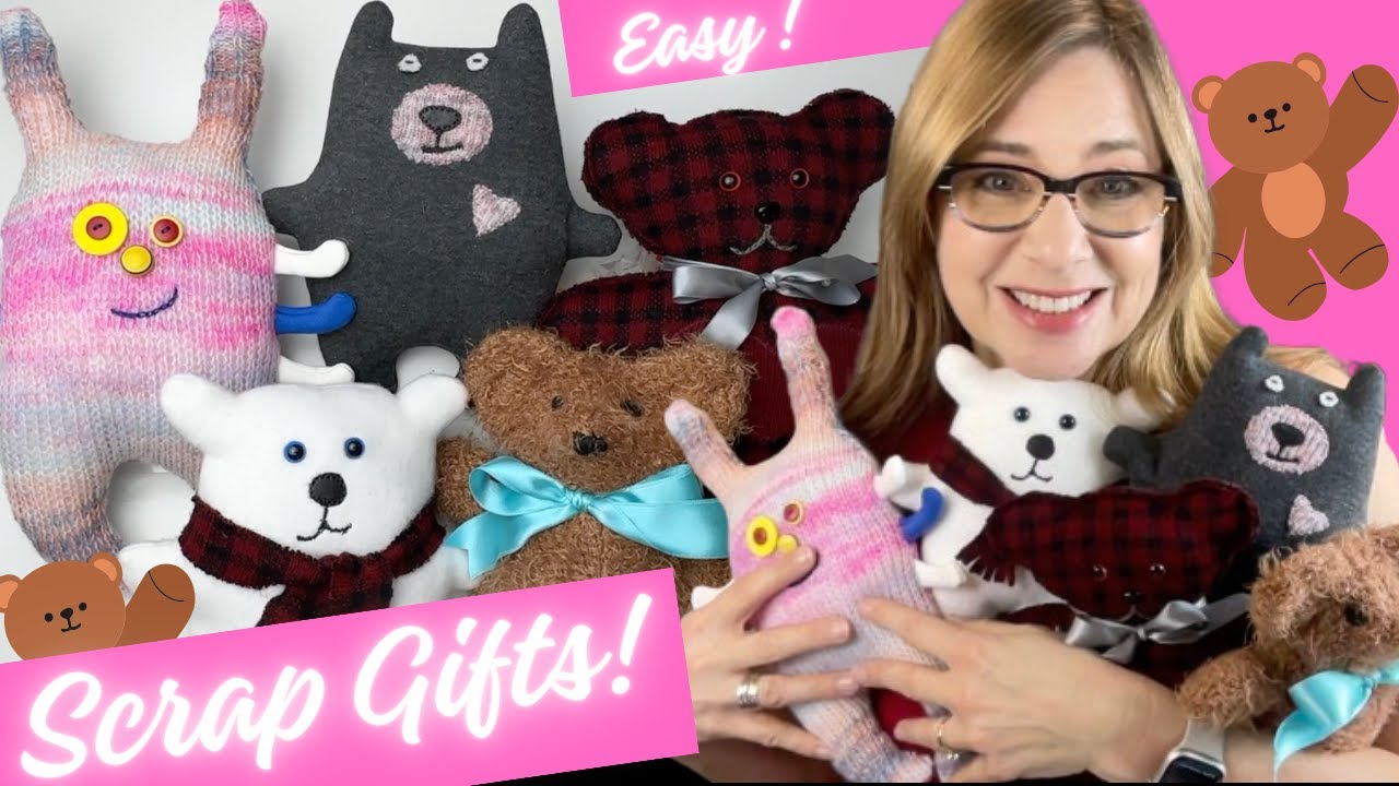 Four Bears and a Monster! GIFTS TO MAKE FROM SCRAP - YouTube
