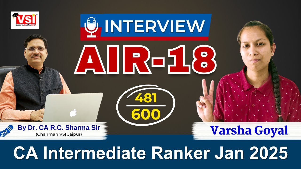 AIR 18 Varsha Goyal | CA Inter Jan 2025 | Exclusive Interview with Dr. CA R.C. Sharma | VSI ...