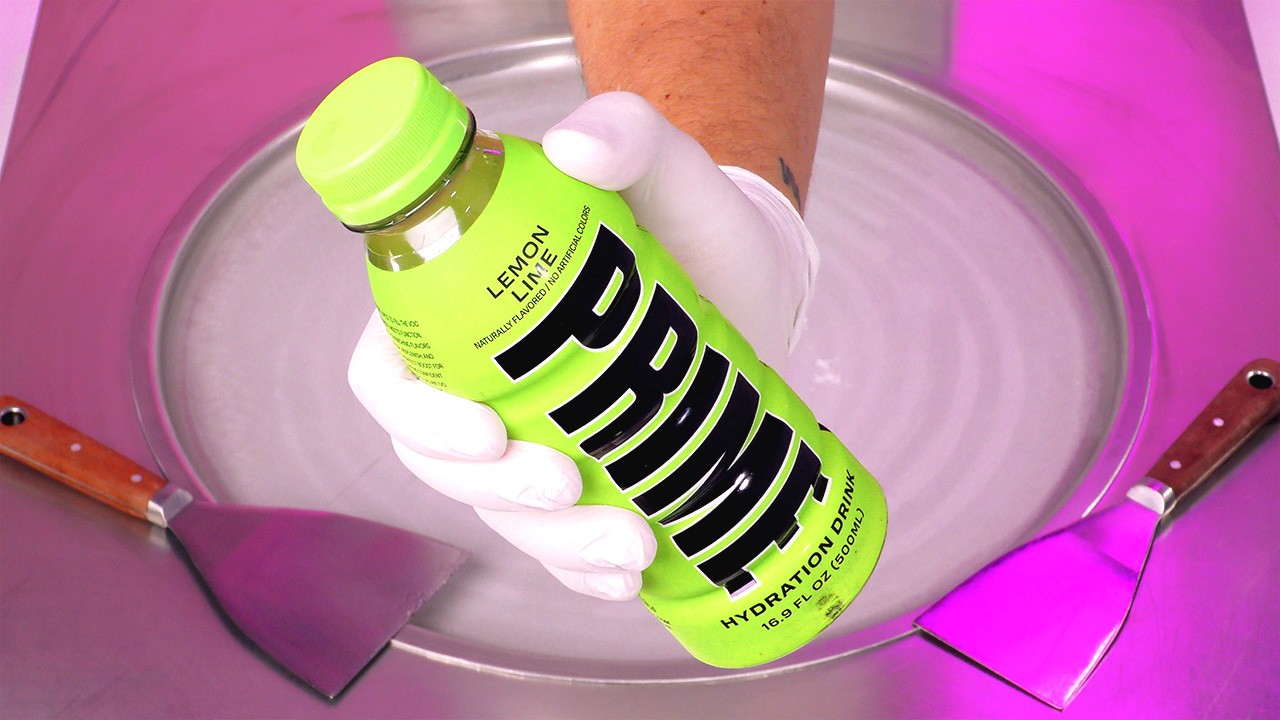 PRIME ASMR | Prime Hydration Drink Lemon Lime - Ice Cream Rolls - YouTube