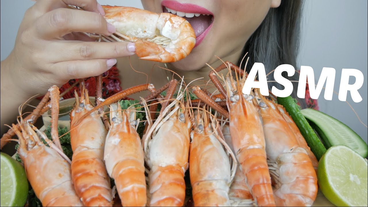 ASMR Fresh Water SHRIMP *Eating Sounds ASMR Mukbang | N.E Let's Eat ...
