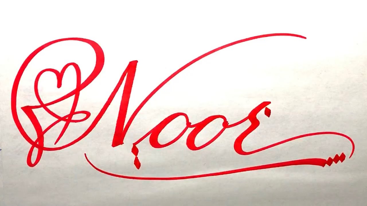 Noor Name Signature Calligraphy Status | How to Draw, Cursive ...