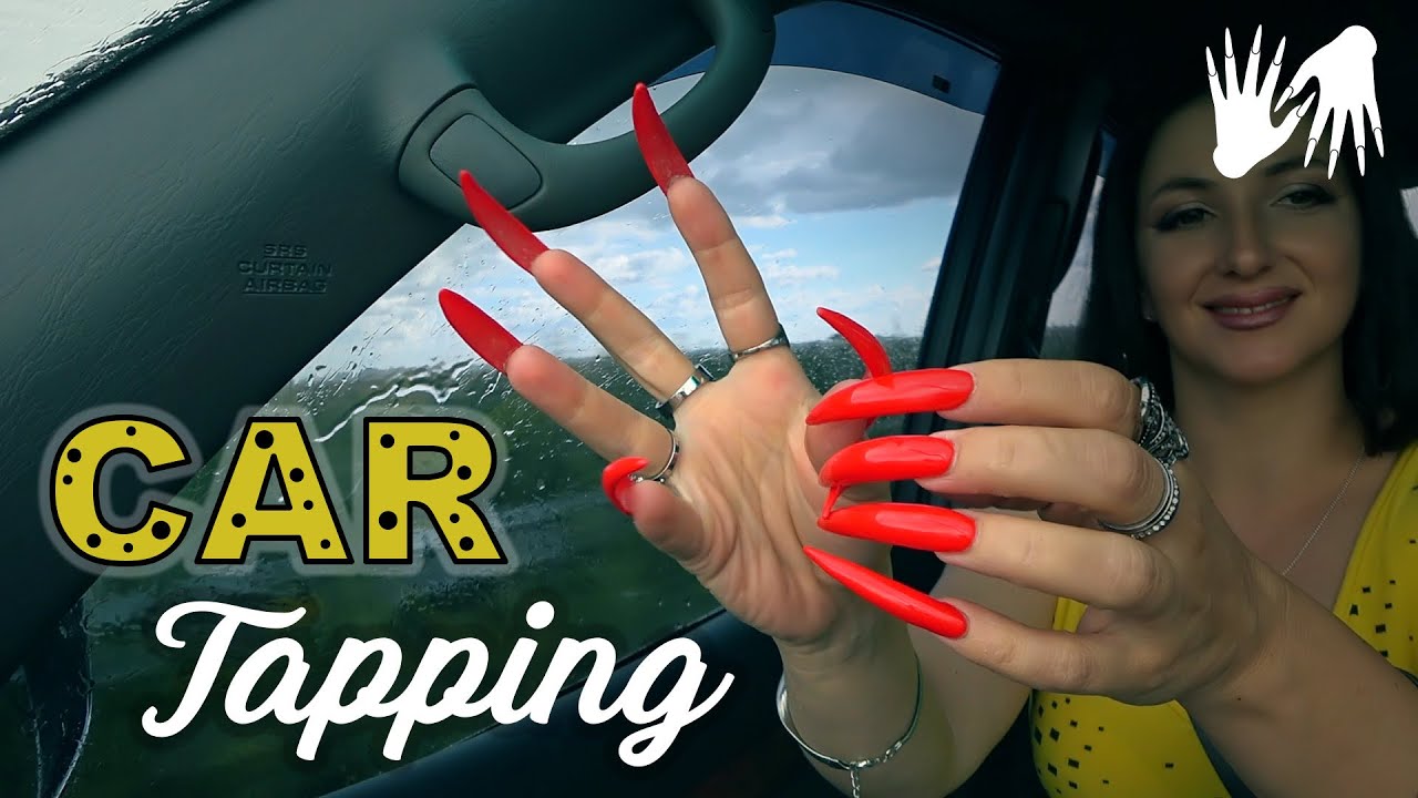 Car TAPPING 🚗 Woman with RED LONG NAILS - YouTube