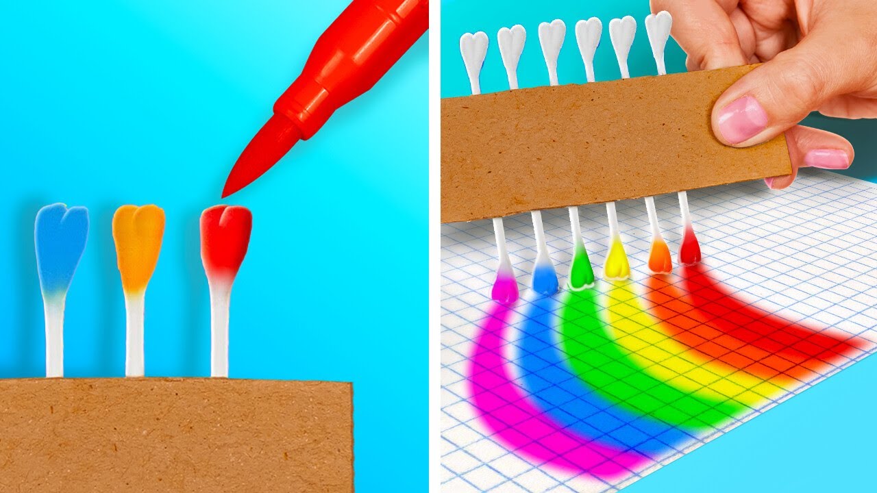 PARENTING HACKS AND GADGETS 📦 School Art and Drawing Hacks 🎨 Cardboard ...