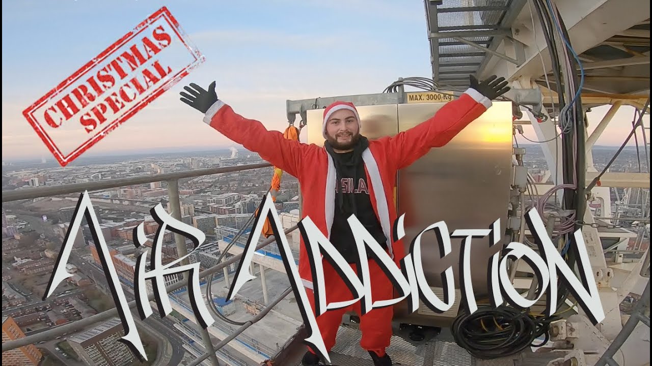 SANTA climbing the TALLEST crane in Manchester! - YouTube