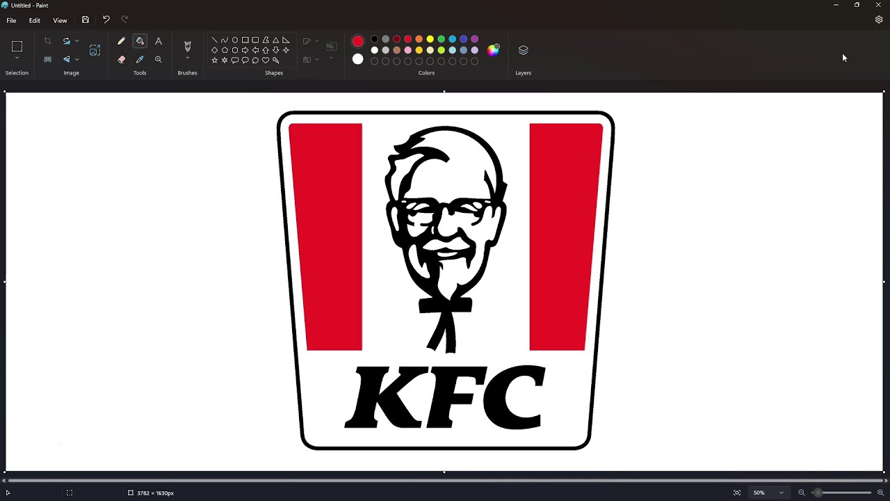 How to draw a KFC logo in MS Paint Windows 11 - YouTube