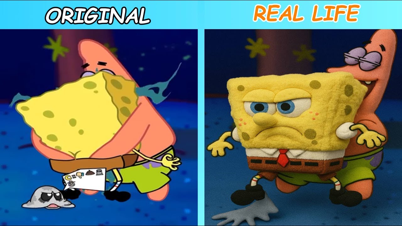 SpongeBob Deep Friendship | SpongeBob Original vs Real life | SpongeBob ...