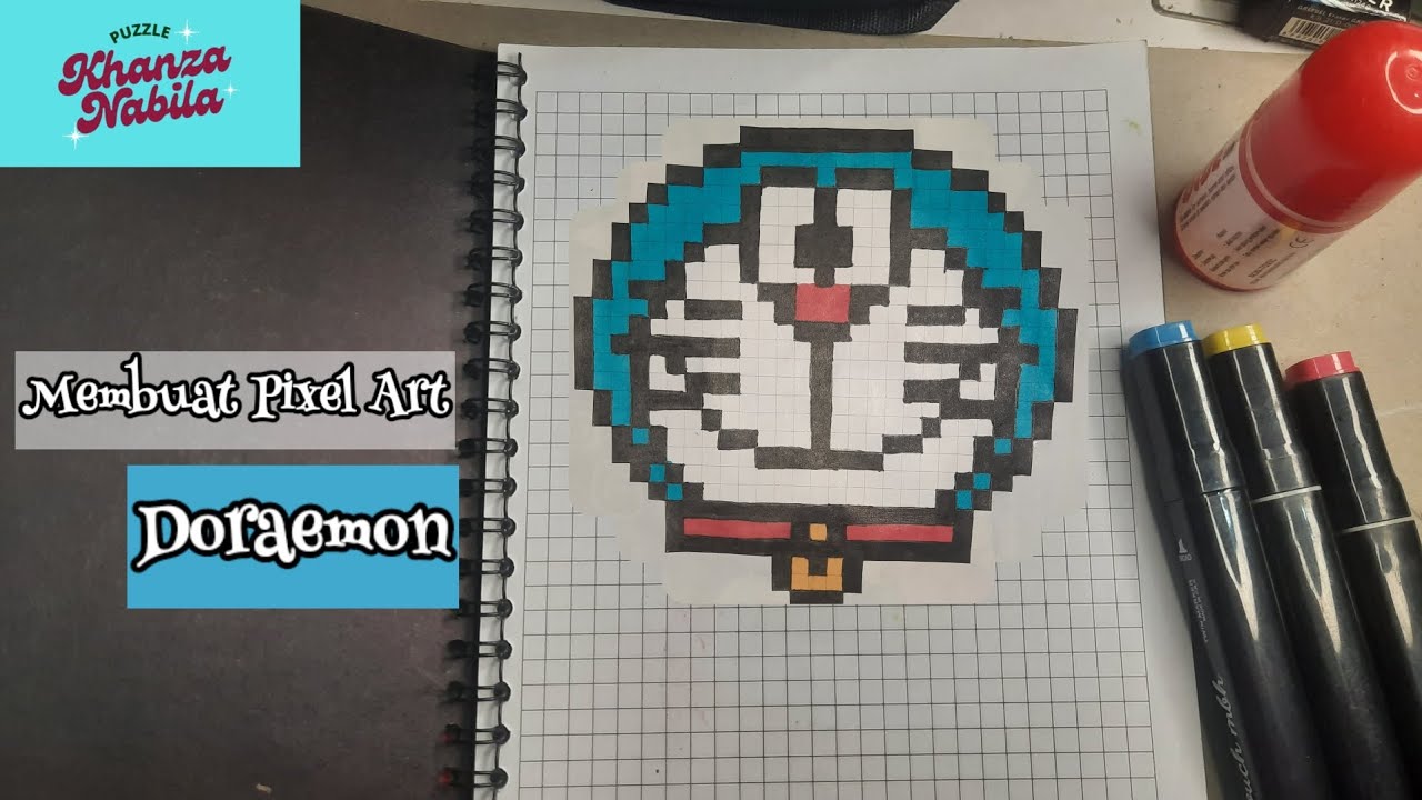 How to make Pixel Art Doraemon #pixelart #pixelideas #doraemon - YouTube