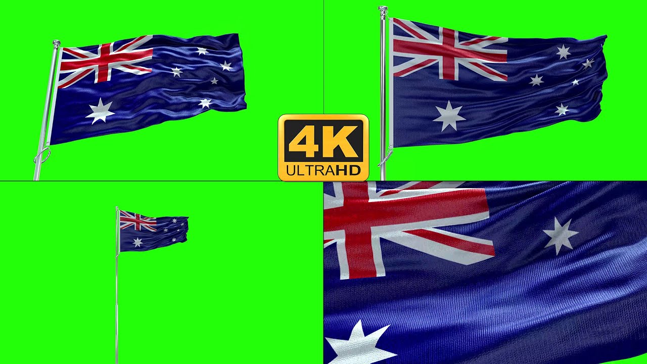 Australia flag green screen 4k - YouTube