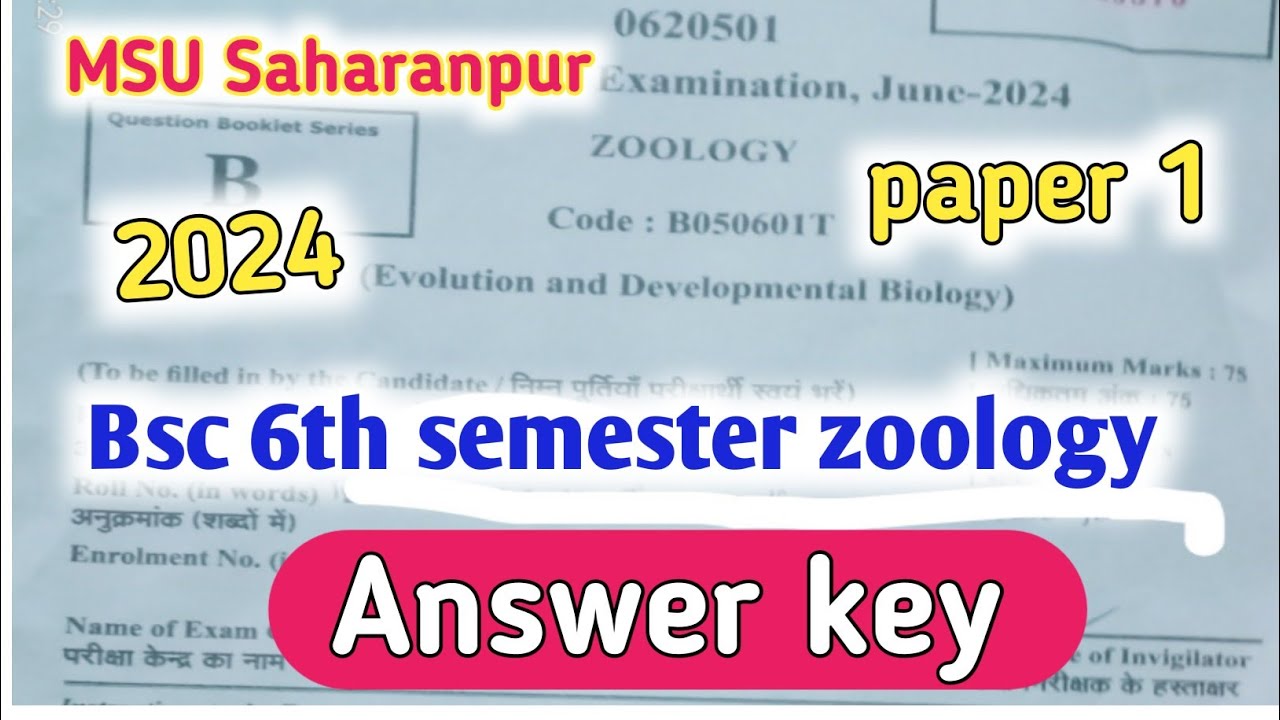 Bsc 6th Semester Zoology Paper 1 Answer key 2024|bsc 6th semester ...