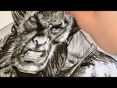 Wolverine inking tutorial drawing - YouTube