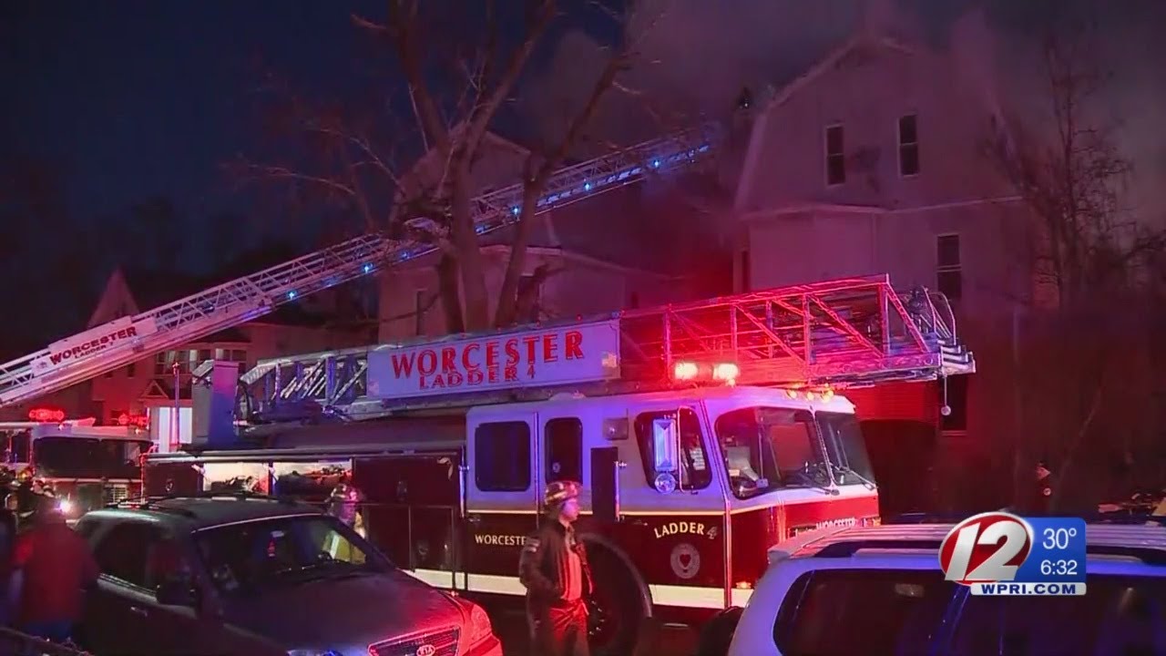 Worcester firefighter dies after being trapped in building fire - YouTube