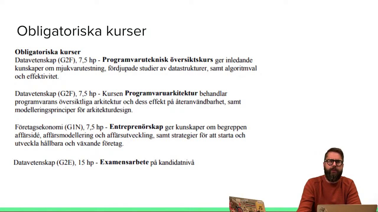 Programintroduktion, Påbyggnadsutbildning i datavetenskap - YouTube