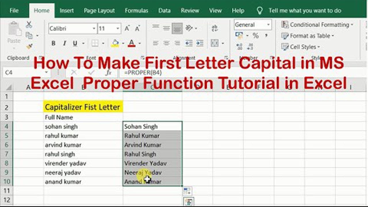 How To Make First Letter Capital in MS Excel Proper Function Tutorial in Excel #exceltips - YouTube