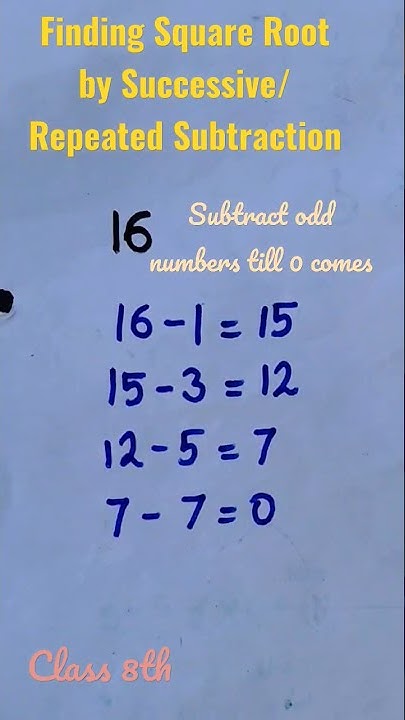 Finding Square Root by Repeated/Successive Subtraction|Squares & Square roots|Class 8th|Maths ...