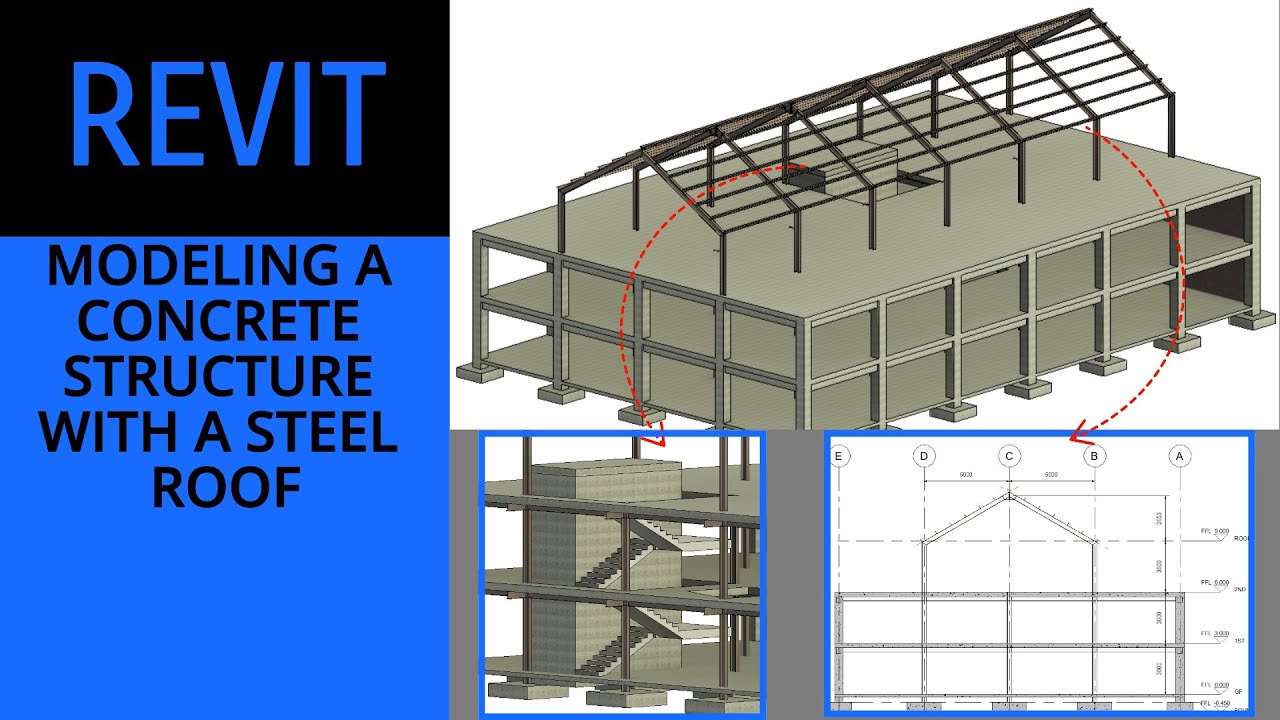 Revit Structures - Modeling a concrete Structure with a steel roof ...