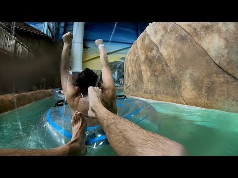 me tickling Angie's neck with my foot in Lazy River at Kalahari Sandusky (January 24th, 2021)