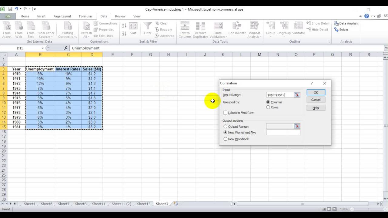 Creating A Correlation Matrix In Excel YouTube