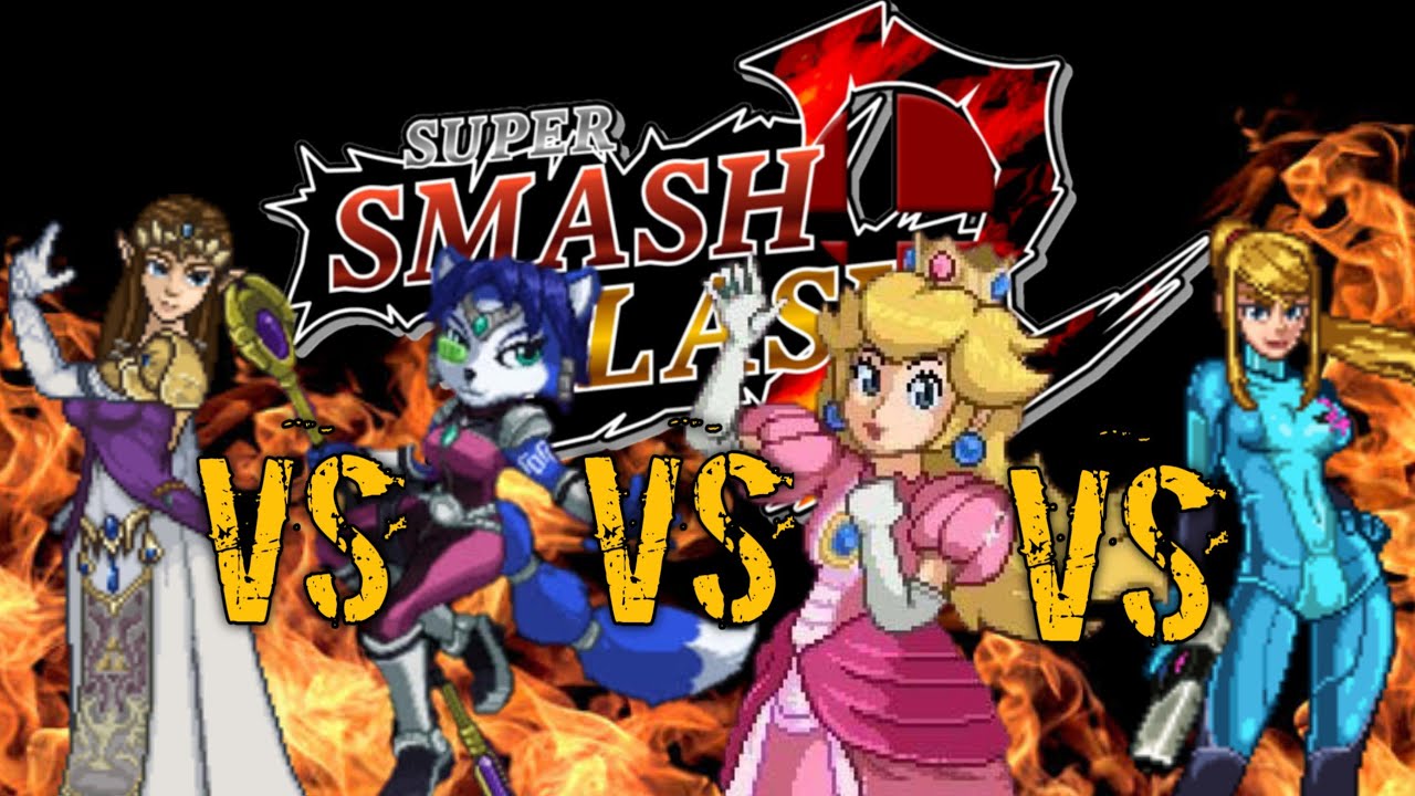 SSF2 1.2 Zelda VS Krystal VS Zero Suit Samus VS Peach - YouTube