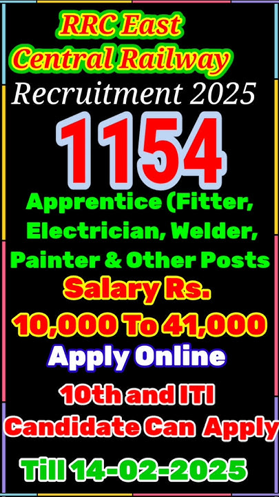 RRC East Central Railway ECR Recruitment 2025 For 1154 Apprentice Posts - YouTube