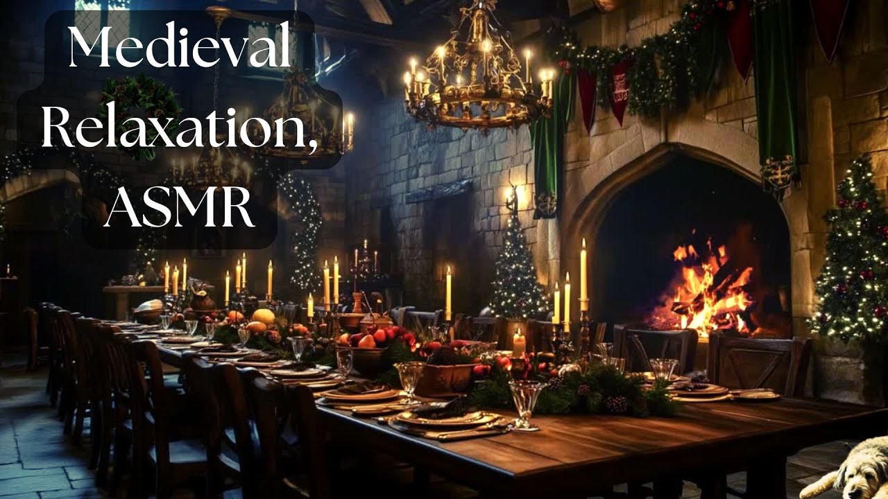 Medieval Christmas Castle: ASMR Crackling Fireplace & Green Noise for ...