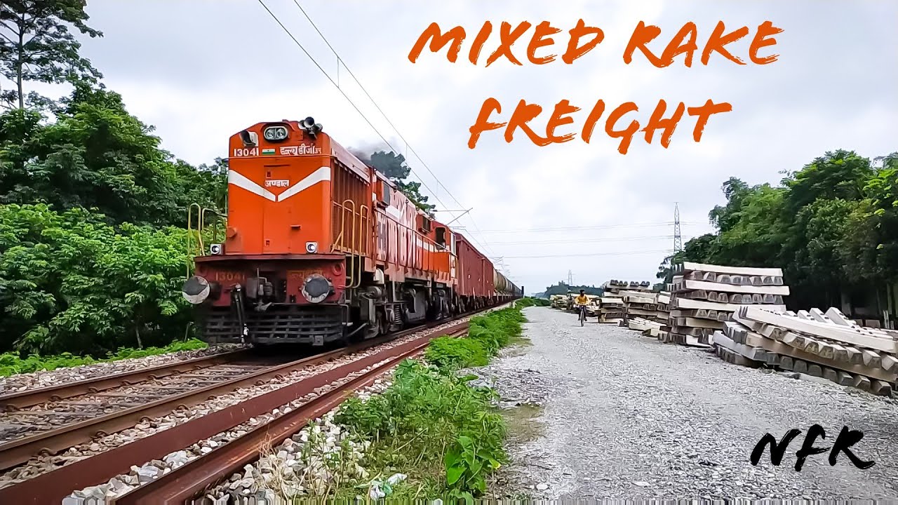 Mixed Rake Freight Train in NF Railway - YouTube