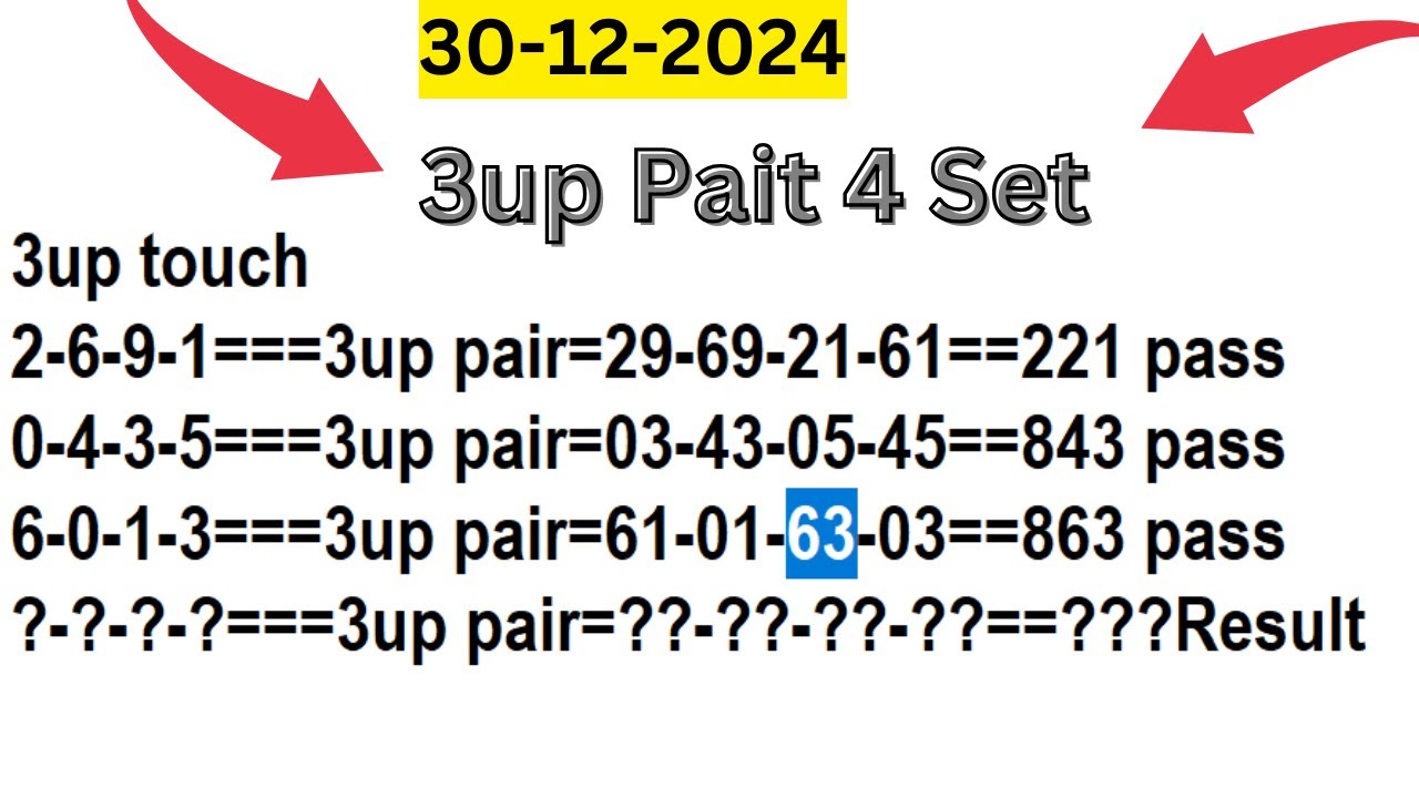3up Pair 30-12-2024 | 3up Single Digit Thailand Result Today Thai ...