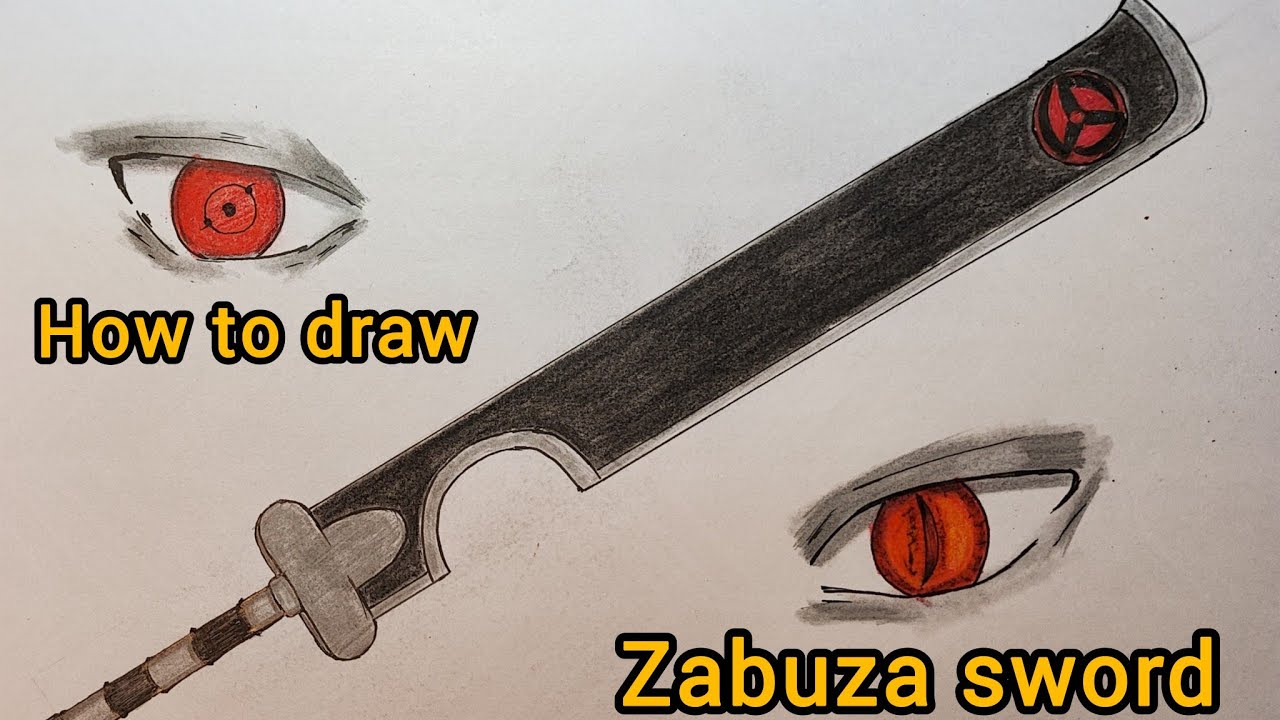 Easy drawing of Zabuza's sword from Naruto with Kakashi's Mangekyou ...