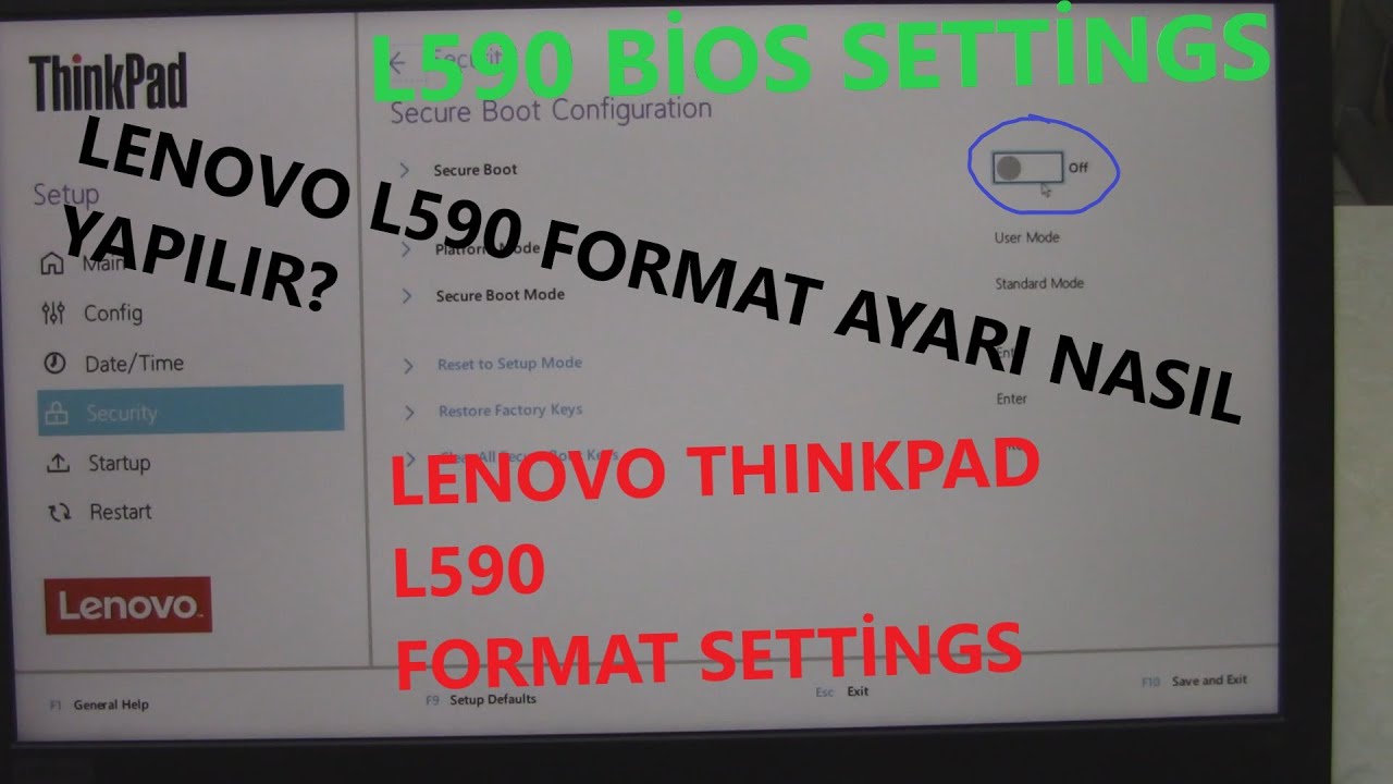 LENOVO THINKPAD L590 FORMAT SETTİNGS - FORMAT AYARI - YouTube