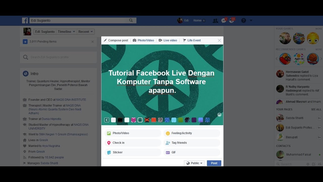 Cara Live Streaming di Facebook Profile Via PC/Komputer Tanpa Software ...