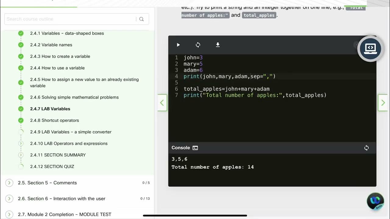 Cisco Python Essentials (I) Lesson 2: Variables Challenge 1 - YouTube