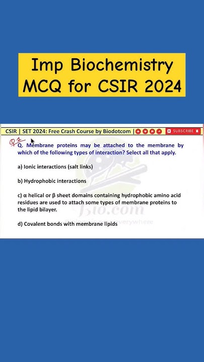 Biochemistry CSIR 2024 New Question | Biodotcom | #CSIR #SET #Shorts - YouTube