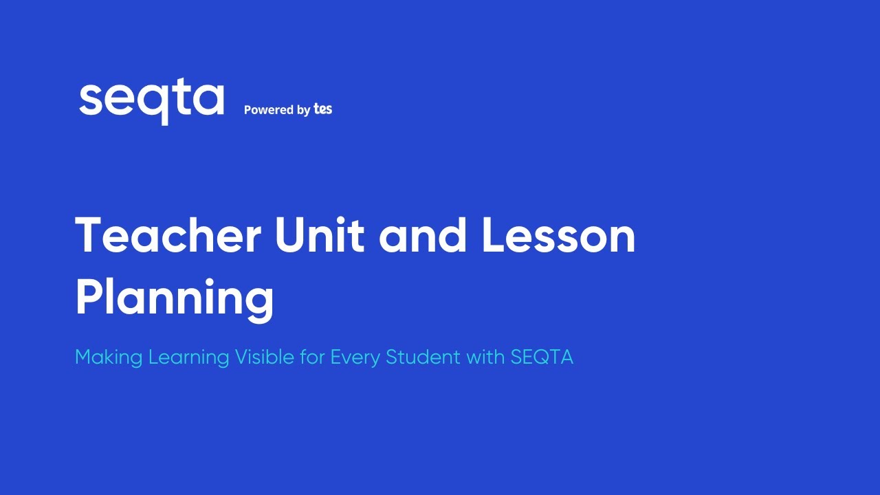 SEQTA - Teacher Unit and Lesson Planning - YouTube