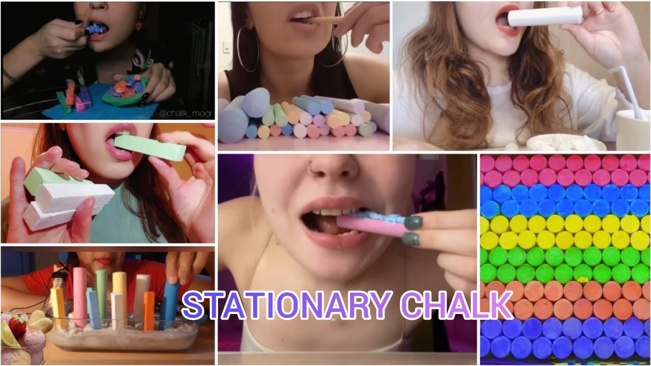 STATIONARY CHALK EDIT | ASMR | SCHOOL CHALK | COLOURED CHALK - YouTube