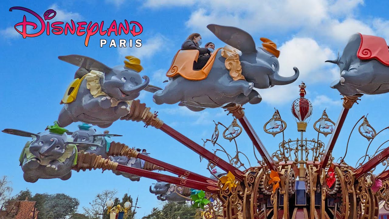 Dumbo the Flying Elephant On Ride at Disneyland Paris (March 2022) [4K ...