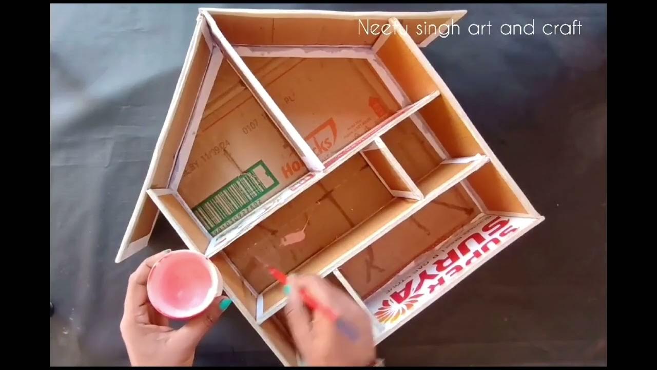 How to make Hut Shape Almirah with cardboard in easy and simple way ...