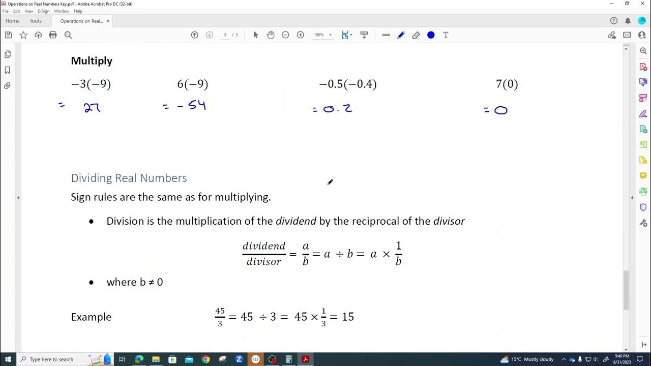 Multiplying and Dividing Real Numbers - YouTube