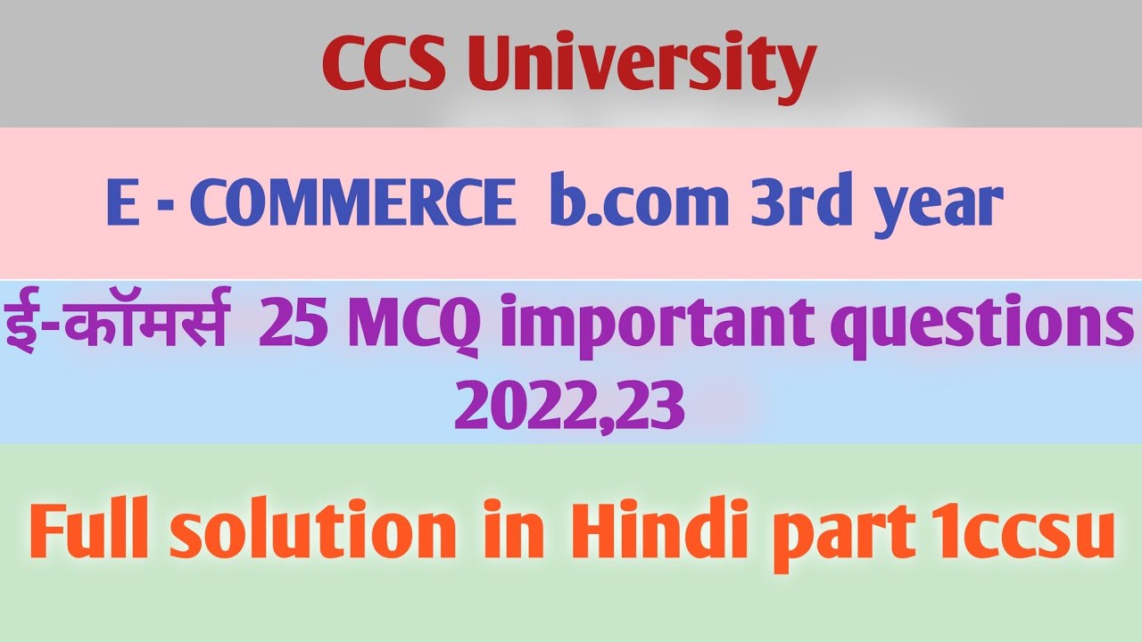 E.Commerce previous year question paper || E.commerce MCQ questions ...